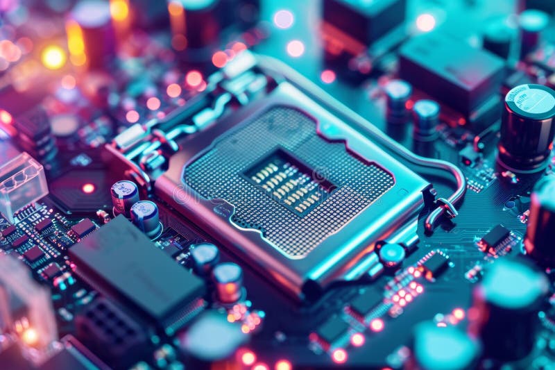 A Close-up View of a Sophisticated Motherboard Showcases a Powerful ...