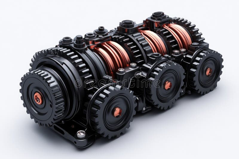 Complex Gear Mechanism: Industrial Black and Copper Gears Stock ...