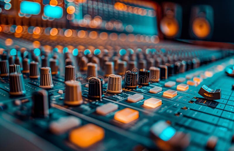Close Up View of Soundboard Controls in a Recording Studio Stock Image ...