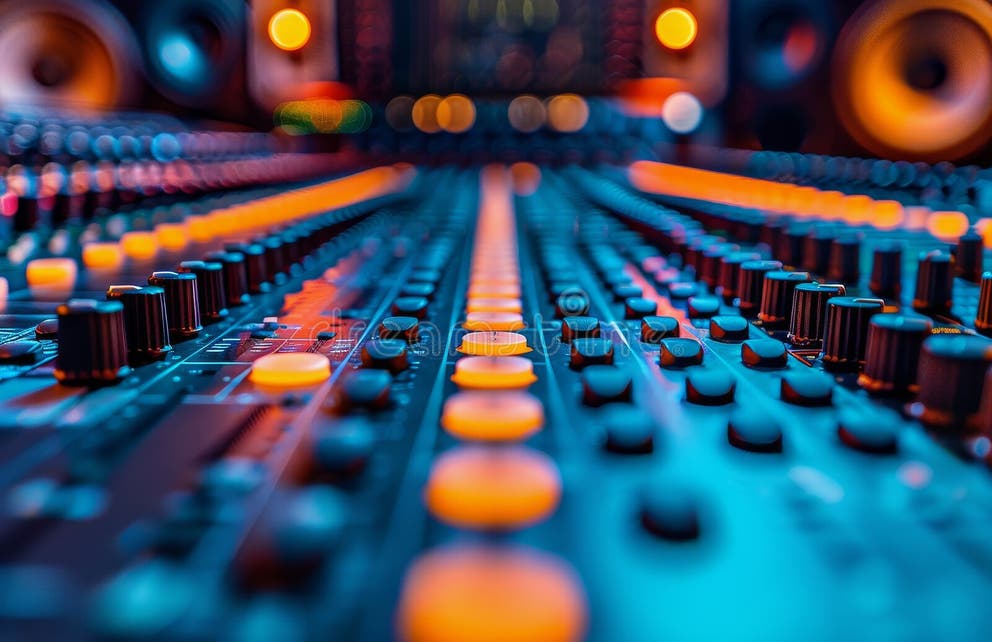 Close Up of Soundboard Controls in a Recording Studio Stock Photo ...