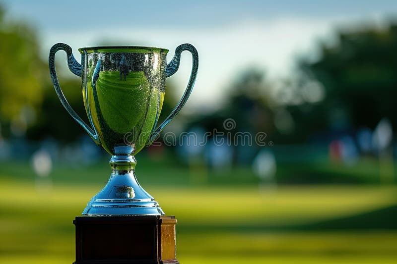 Shiny Golf Trophy Captured Up Close on a Beautiful Day Outdoors Stock ...