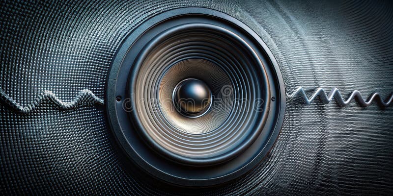 Close-up View of a Speaker Cone and Sound Wave Vibrations on Textured ...