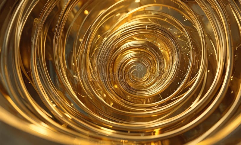 Close-up View Spiral Pattern Golden Rings, with Blurred Background ...