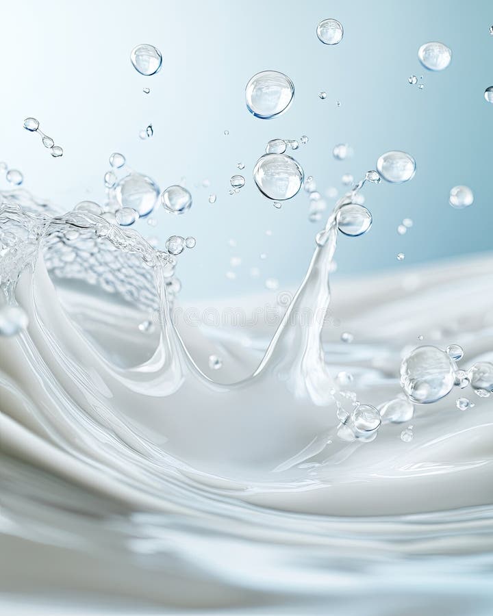 Close-up View of Splashing Milk with Droplets on a Smooth Surface ...