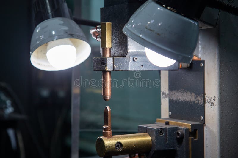 Close-up View of Spot Welder Tips Device with Two Lamps Stock Image ...