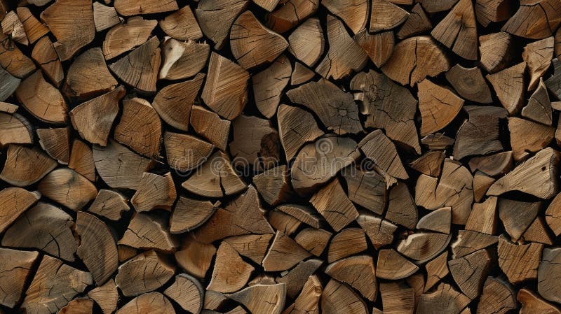 A Close-up View of a Stack of Chopped Firewood Logs, Showcasing the ...