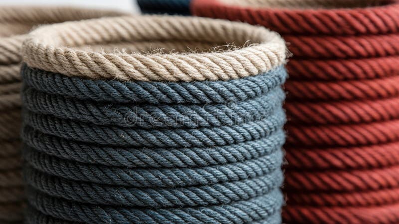 A Close-up View of a Stack of Coiled Rope in Various Colors, Including ...