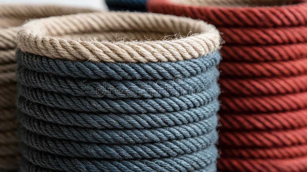 A Close-up View of a Stack of Coiled Rope in Various Colors, Including ...