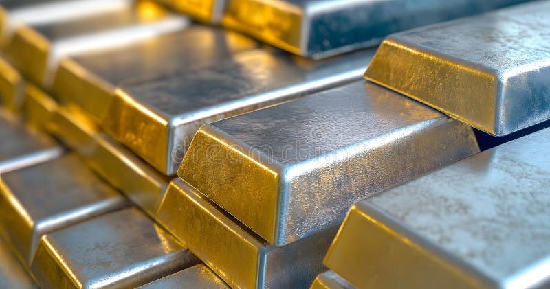 A Close-Up View of a Stack of Gold Bars Stock Illustration ...