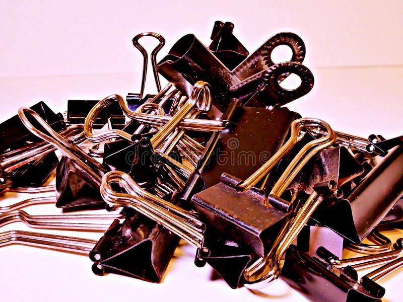 A Stack of Metal Paper Clips Stock Photo - Image of work, document ...