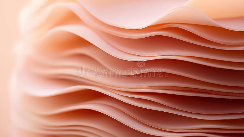 A Close-up View of a Stack of Overlapping, Ruffled Fabric Pieces in a ...