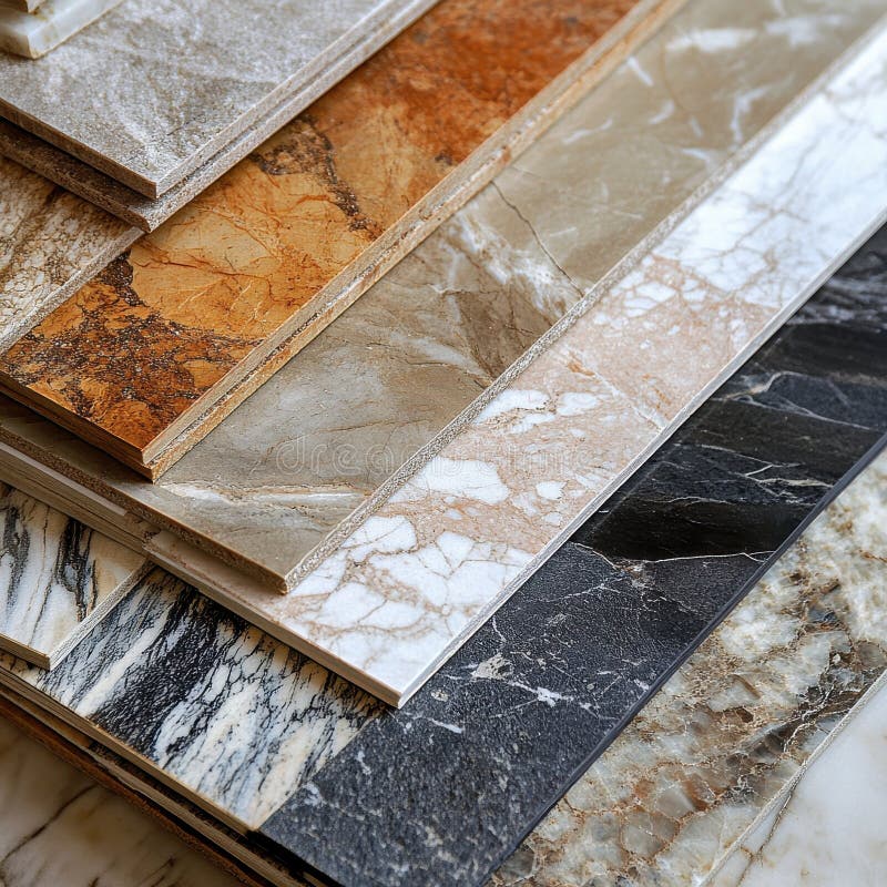 Varied Marble and Stone Tile Samples Close Up Stock Illustration ...