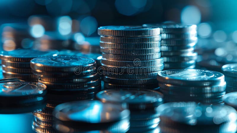 The Stacks of Coins.AI Generated Image Stock Photo - Image of silver ...