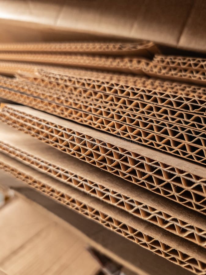 Close-up View of Stacked Corrugated Cardboard Layers, Showcasing the ...