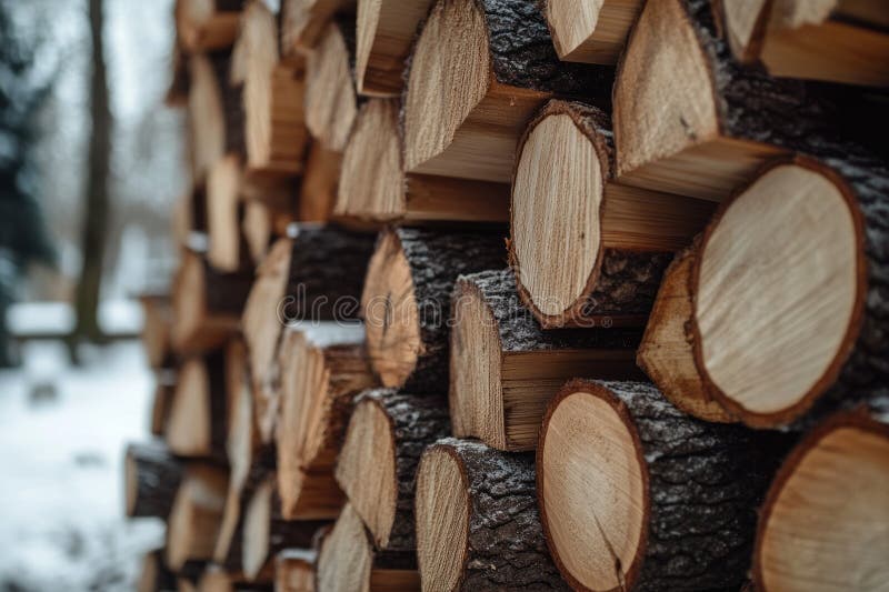 Stacked Firewood Textures in Warm Lighting. AI Image Stock Illustration ...