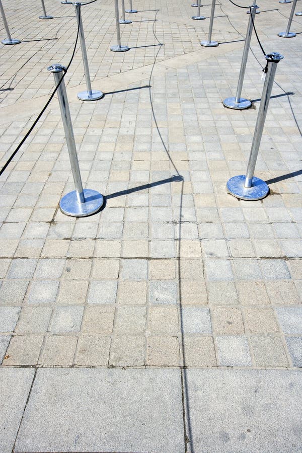 Close-Up View of Stanchions Marking Out Queue Stock Photo - Image of ...