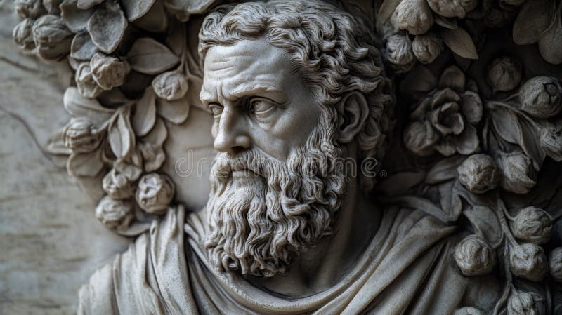 A Close-up View of a Statue Featuring a Bearded Man, Ideal for Use in ...