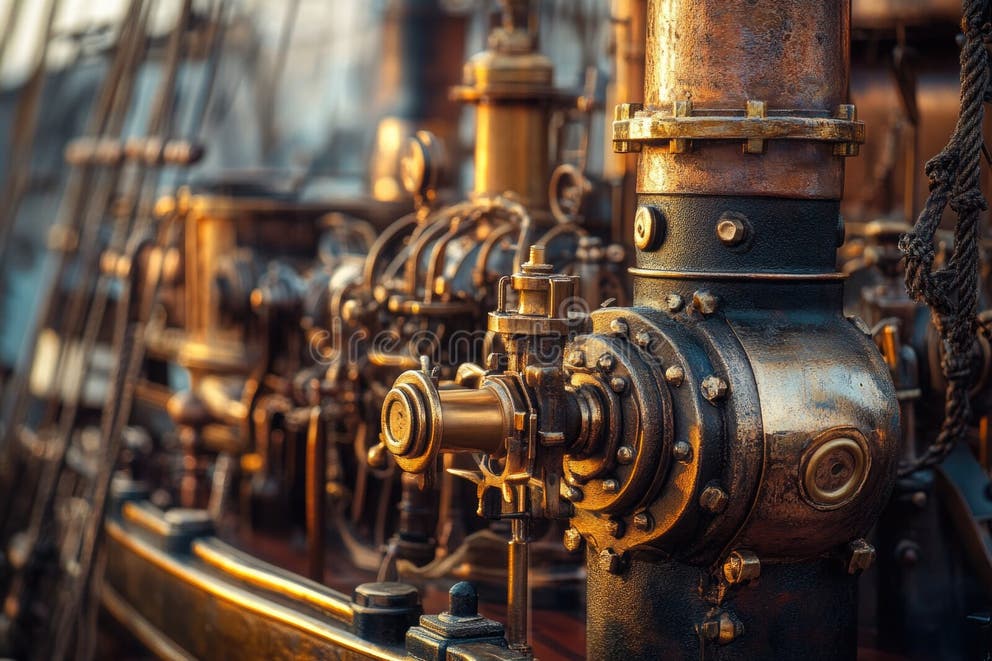 Close-up View of a Steam Engine on a Ship Stock Photo - Image of ...