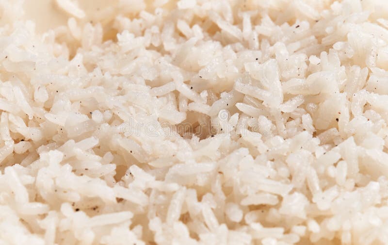 Close-up View of Steamed White Rice, Showcasing Its Texture and ...