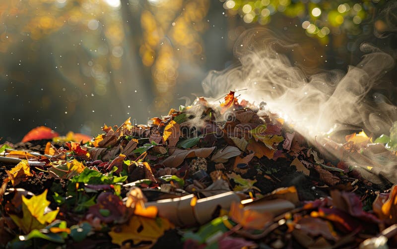 Steaming Pile of Organic Food Scraps in Compost Bin at Sunset Stock ...
