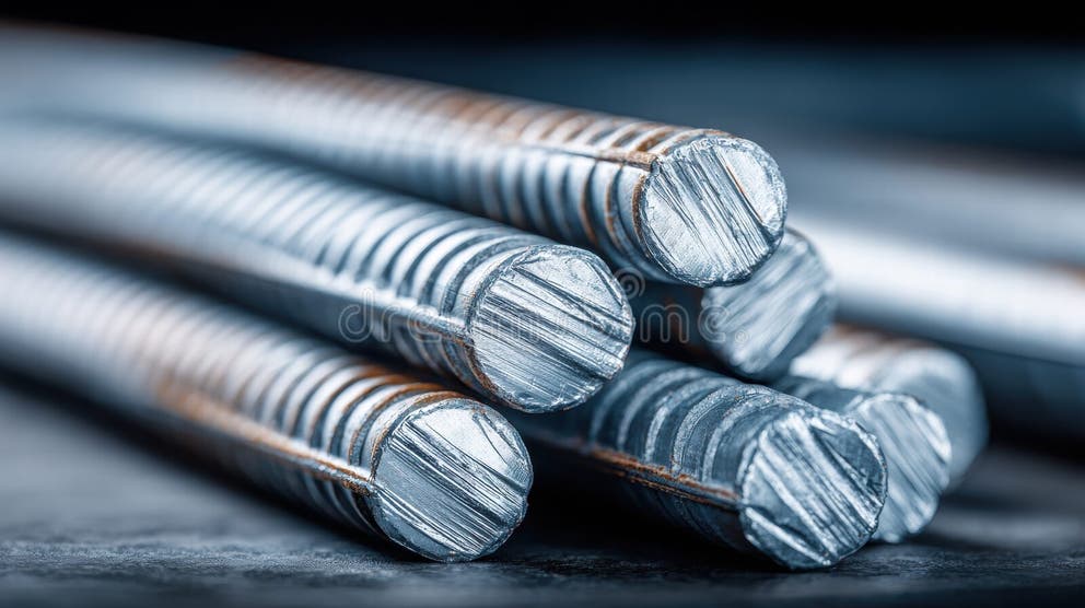 Close-up View of Steel Rebar, a Common Element in Construction and ...