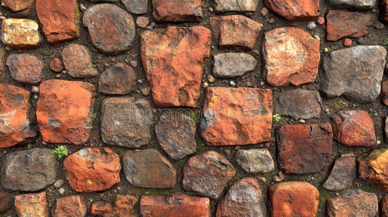 A Close-Up View of a Stone and Brick Pathway Stock Illustration ...