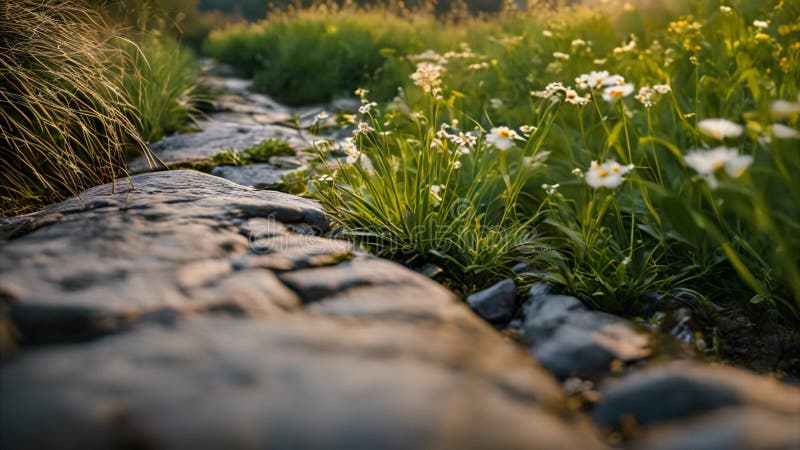 A View of a Pathway Lined with White Flowers Stock Footage - Video of ...