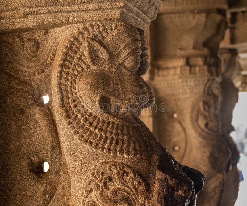 Close Up View of a Stone Sculpted Lion in a Structure Stock Image ...