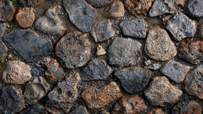 A Close Up View of a Stone Wall Constructed with Large Rocks Stock ...