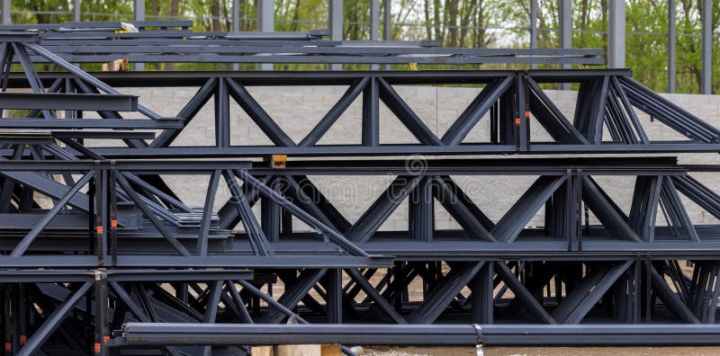 Close Up View of Structural Steel for Industrial Building Stock Image ...