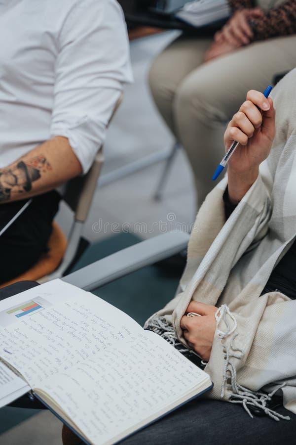 Close-up View of a Student& X27;s Hands Writing Detailed Notes in a ...