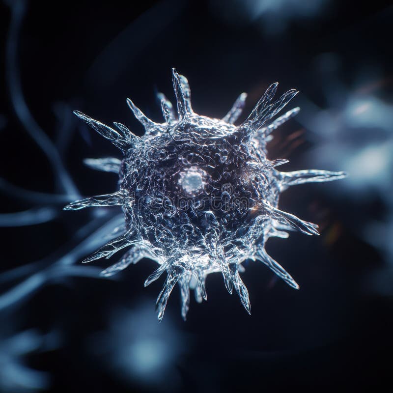 A Close-up View of a Stylized Cell with Spiky Protrusions, Representing ...
