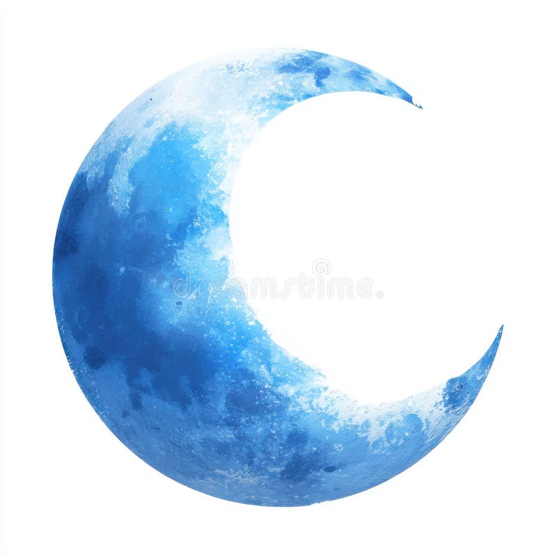 Stylized Blue Crescent Moon on White Background Stock Illustration ...