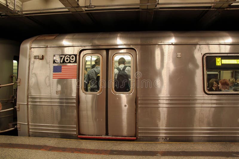 Close Up View of Subway Train Leaving Platform. Transportation Concept ...