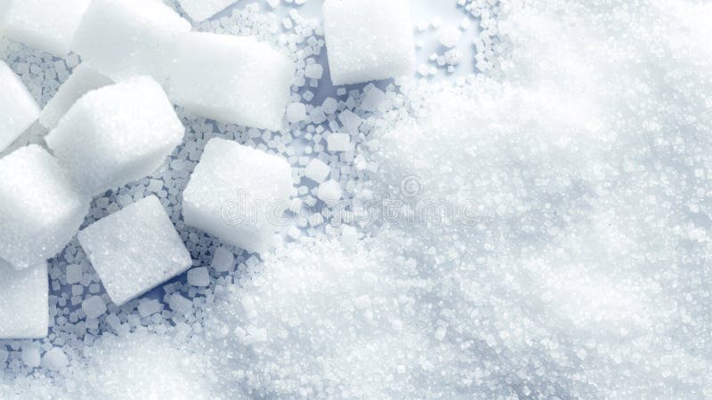 Close-Up View of Sugar Cubes and Granulated Sugar on a Light Surface ...