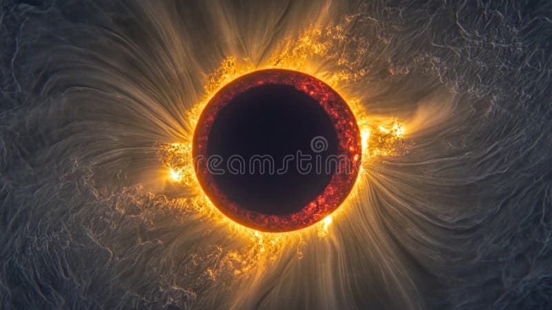 A Close-up View of the Sun with a Black Circle, Possibly Representing a ...