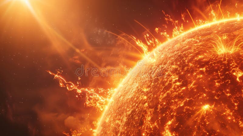 Close Up View of the Sun Exhibiting Dramatic Plasma Eruptions and ...