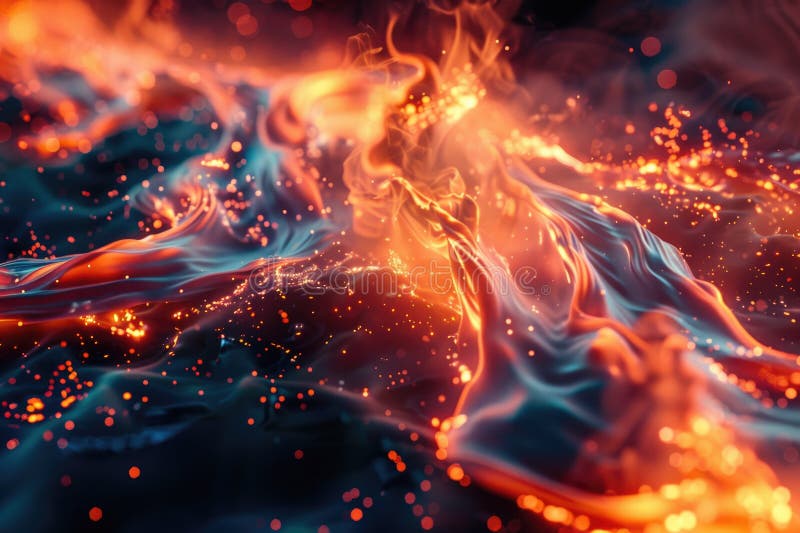 A Close-up View of the Surface of Fire and Water, Showcasing Their ...