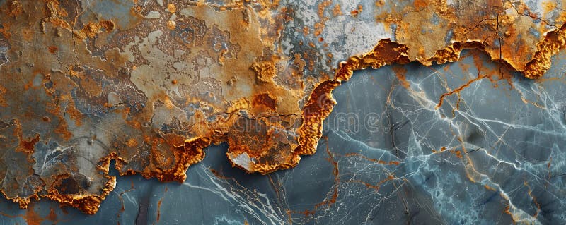 A Close-up View of a Surface Where Rust and Marble Textures Meet, with ...