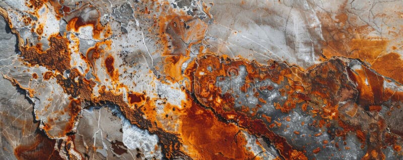 A Close-up View of a Surface Where Rust and Marble Textures Meet, with ...