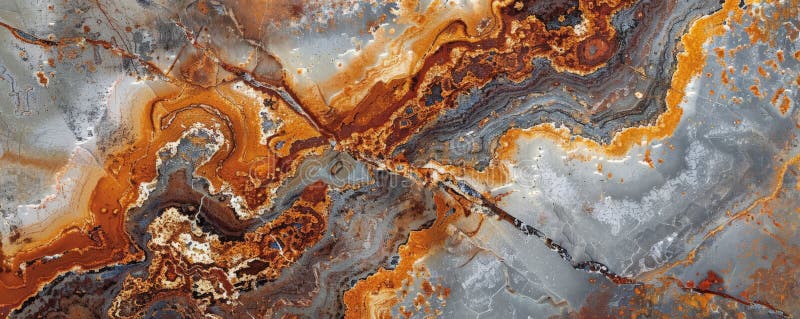 A Close-up View of a Surface Where Rust and Marble Textures Meet, with ...