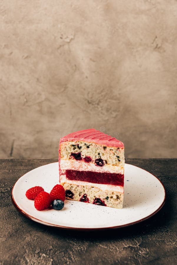 Close-up View of Sweet Delicious Cake with Berries Stock Photo - Image ...