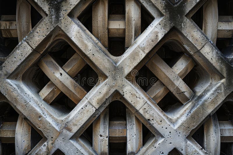 A Close-up View of a Symmetrical Concrete Latticework Pattern with ...