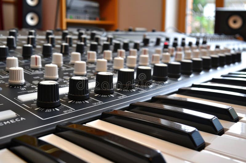 A Close-up View of a Synthesizer with a Complex Array of Knobs and a ...