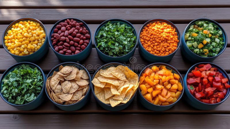 A Close-up View of a Table Featuring Various Bowls Filled with ...