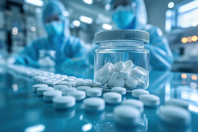Close-up View of a Tablet-counting Machine in a Pharmaceutical Facility ...