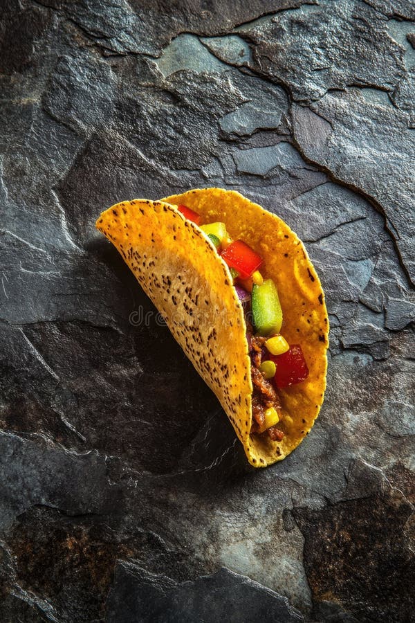 A Close-up View of a Taco on a Stone Surface, Ready To Be Devoured ...