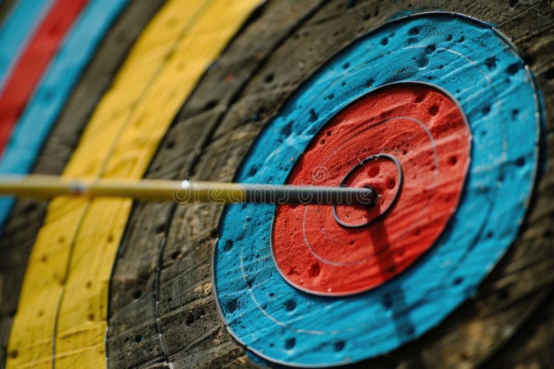 Colorful Target Red Arrow Pointing Center Stock Photos - Free & Royalty ...