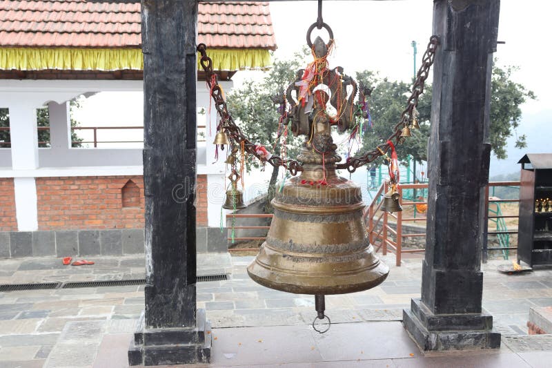 Close Up View of a Temple Bell Made Up of Bronze Material, Hanged in ...