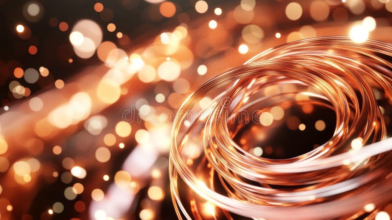 A Close-up View of the Texture of a Golden Coiled Copper Cable. Stock ...